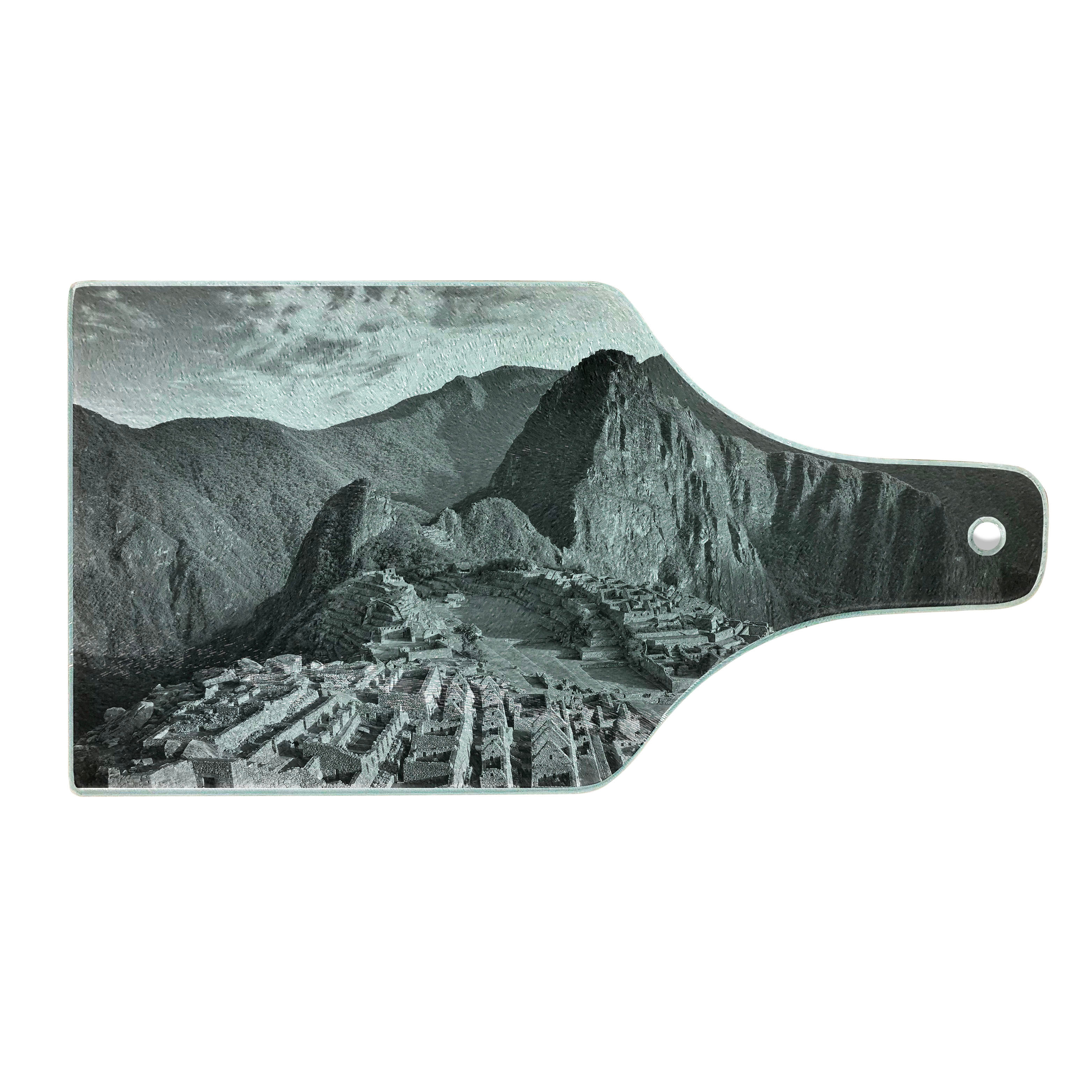 Ambesonne Landscape Tempered Glass Cutting Board View Peru Village ...
