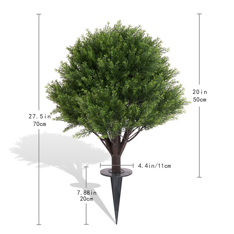 Primrue 27.5 Inch Artificial Cedar Topiary Ball Trees With Ground Spike ...