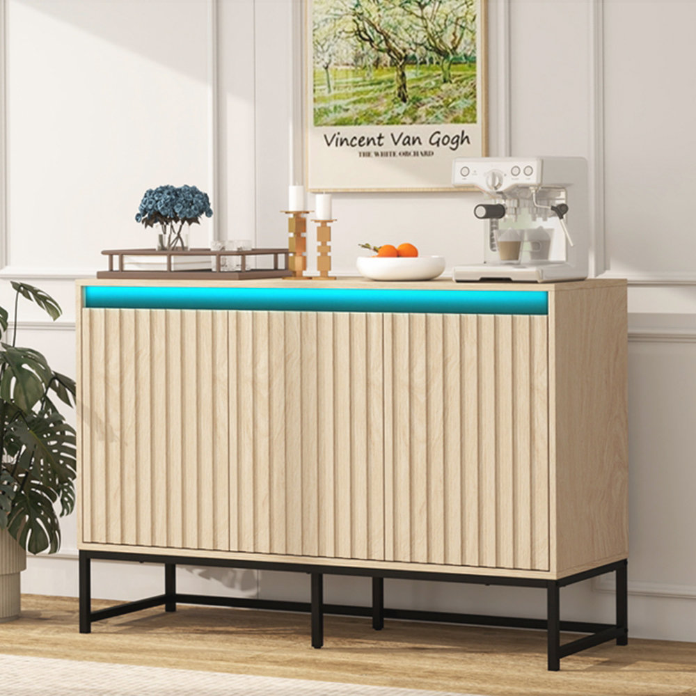 Mercer41 Modern Coffee Bar Cabinet With Adjustable Shelf For Living ...