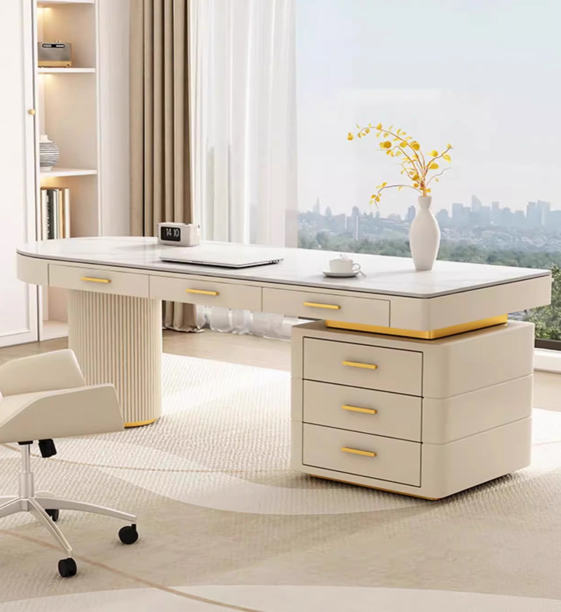 EliteFurnishings White Arch Sintered Stone desks | Wayfair