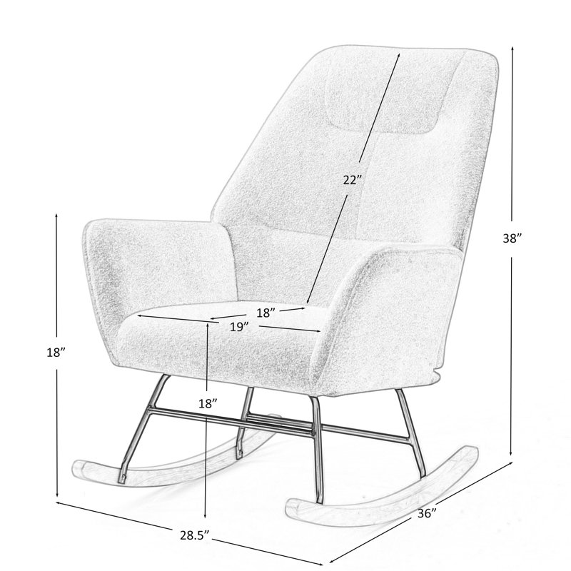 Centaur Noah 28.5" Wide Rocking Chair/Nursery Glider With Gray Wool ...