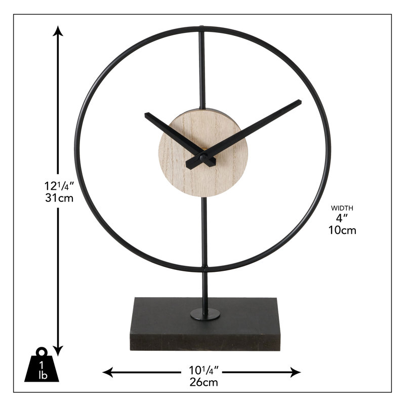 Ebern Designs Mid Century Modern Tabletop Clock in Black & Reviews ...