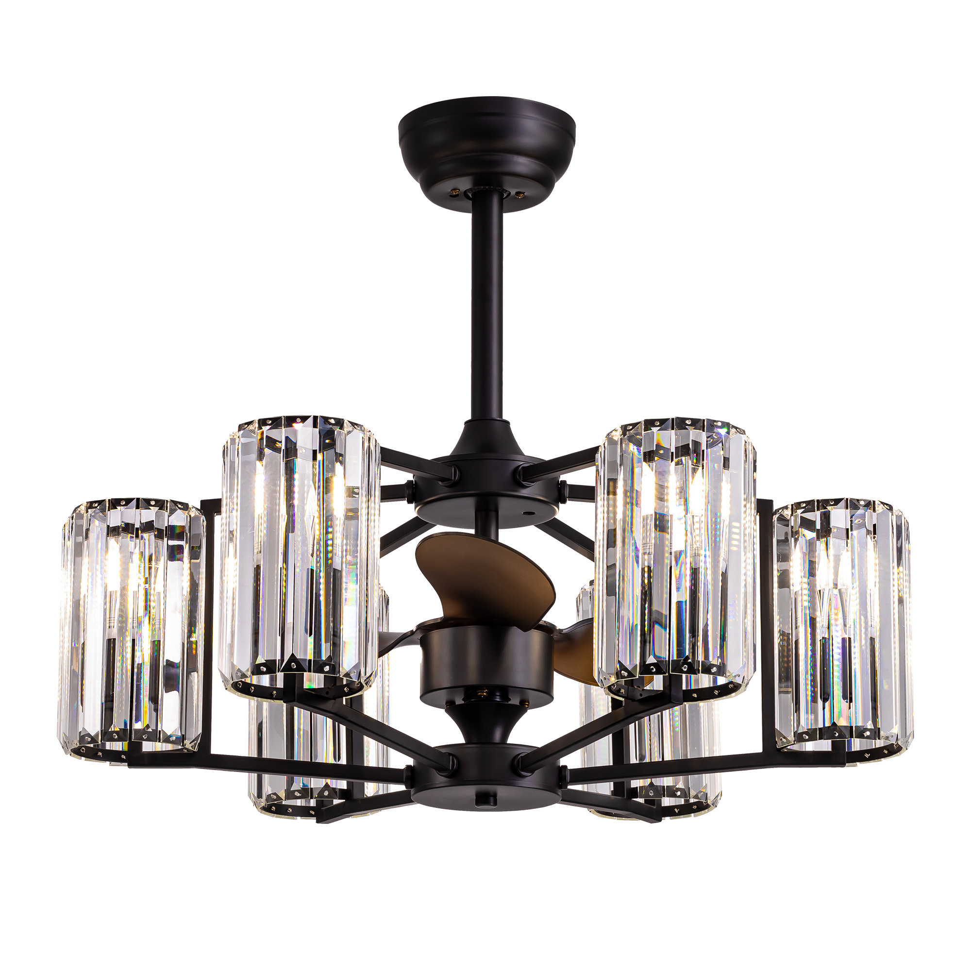 Mercer41 6-Light Crystal Column Ceiling Fan With Remote Control ...