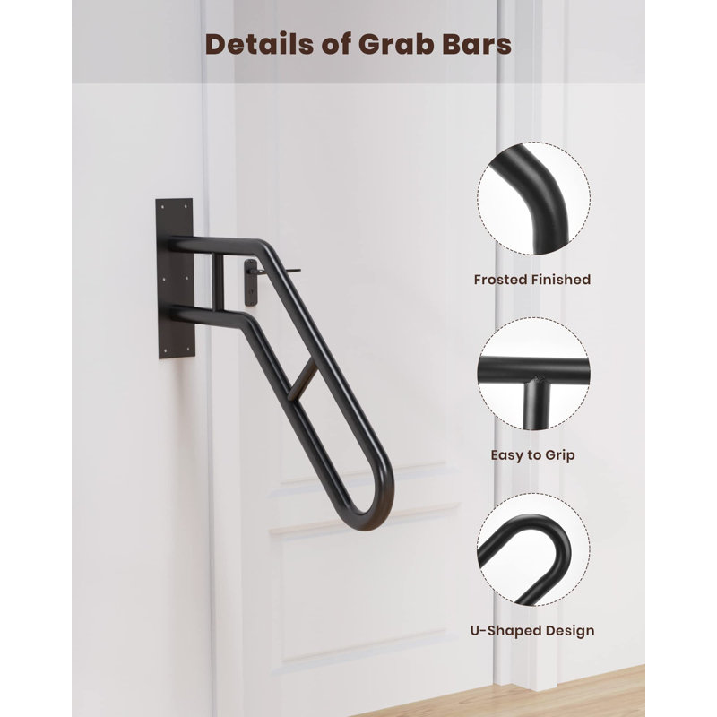 COAHAHA Outdoor Handrail, Ergonomic 45° Tilt Design, Rust-Proof Black ...