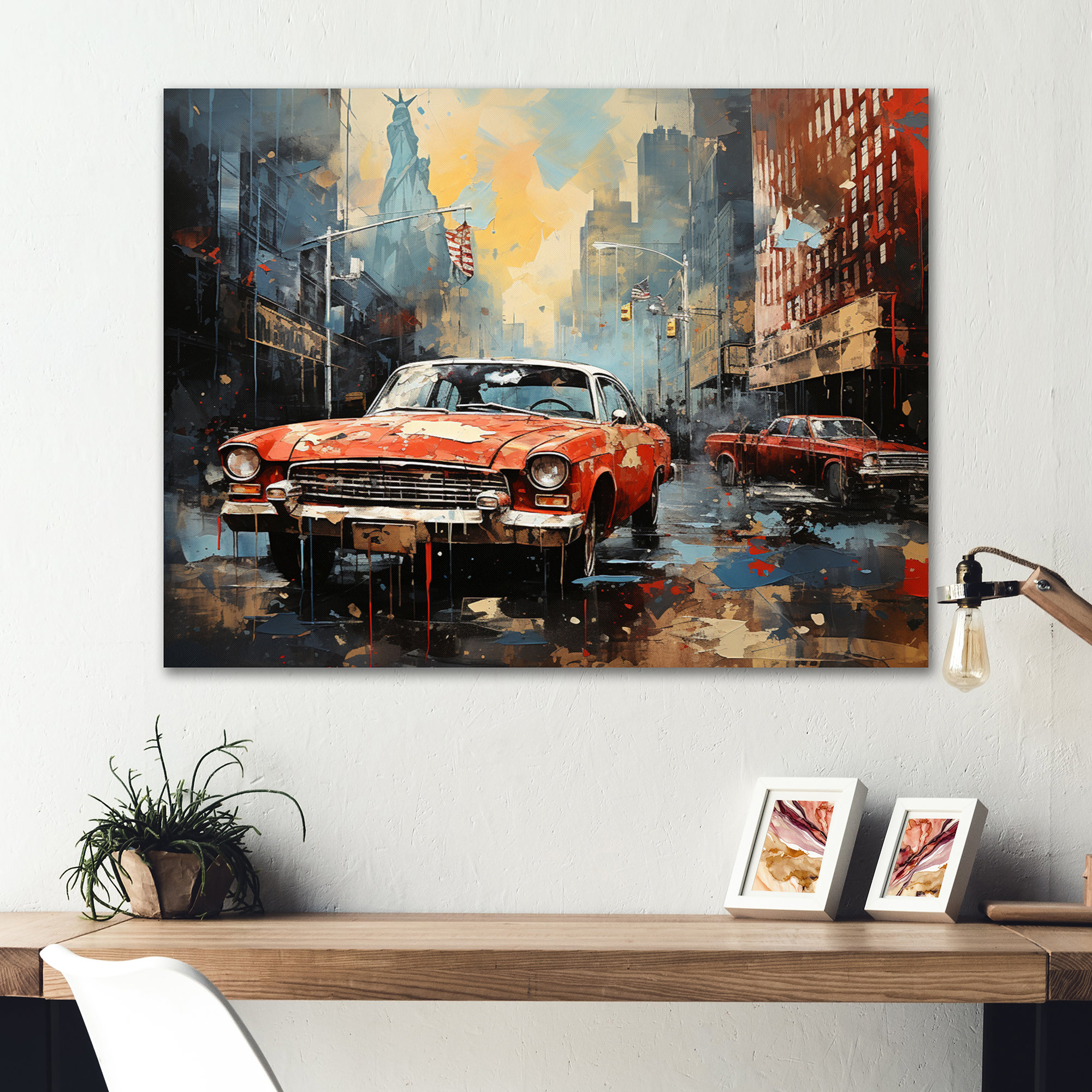 Winston Porter Vintage Car Collage - Retro Car Metal Wall Decor ...