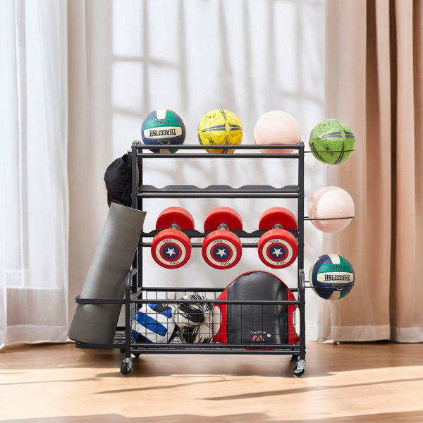 Rebrilliant 1pc, Sports Equipment Storage Rack, Movable Multi-layer ...