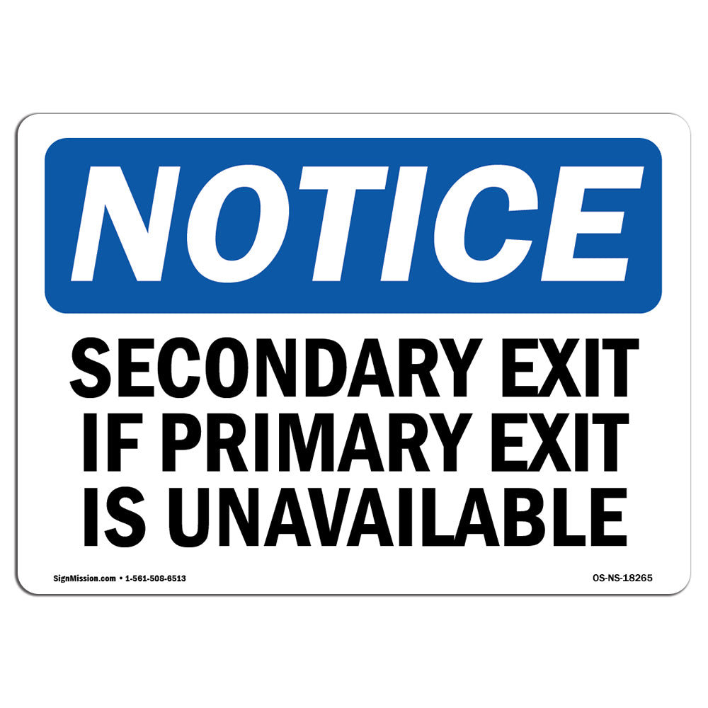 SignMission Secondary Exit If Primary Exit Is Unavailable Sign | Wayfair