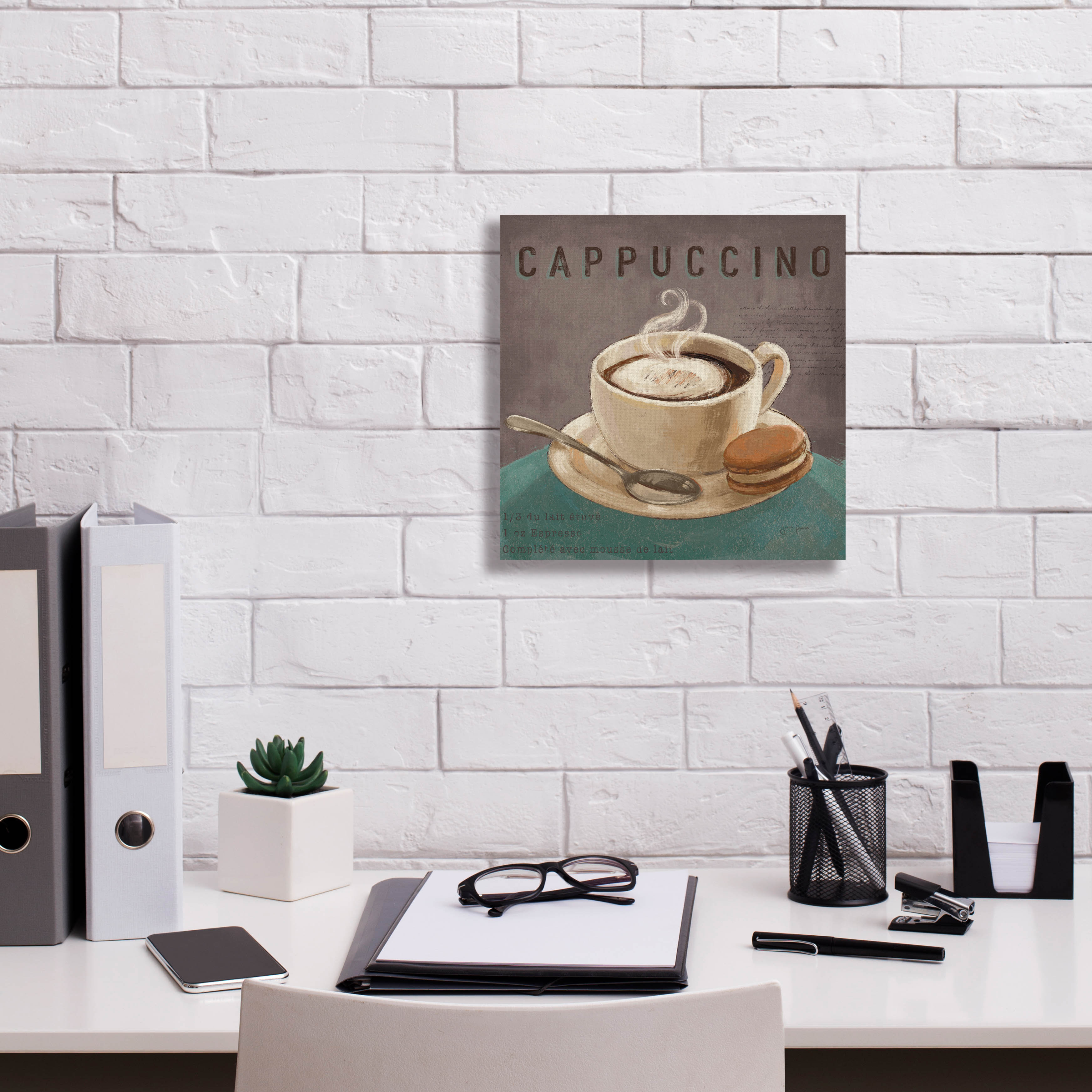 Winston Porter 'Coffee And Co 1 Teal And Gray' by Janelle Penner Canvas ...