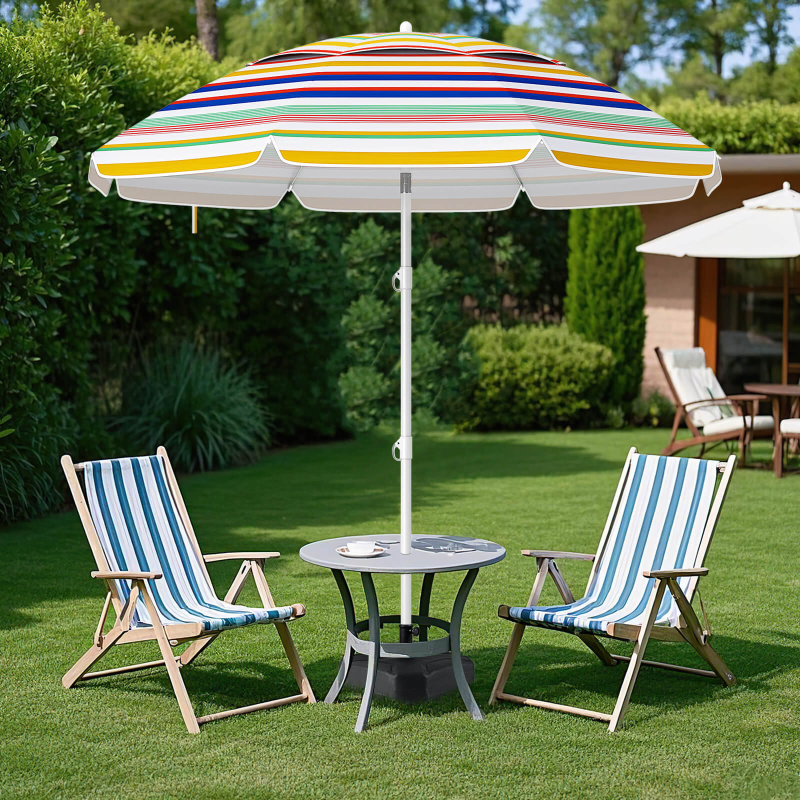 Highland Dunes Parasol pliant d'extérieur 6,5 pi avec bouton poussoir ...
