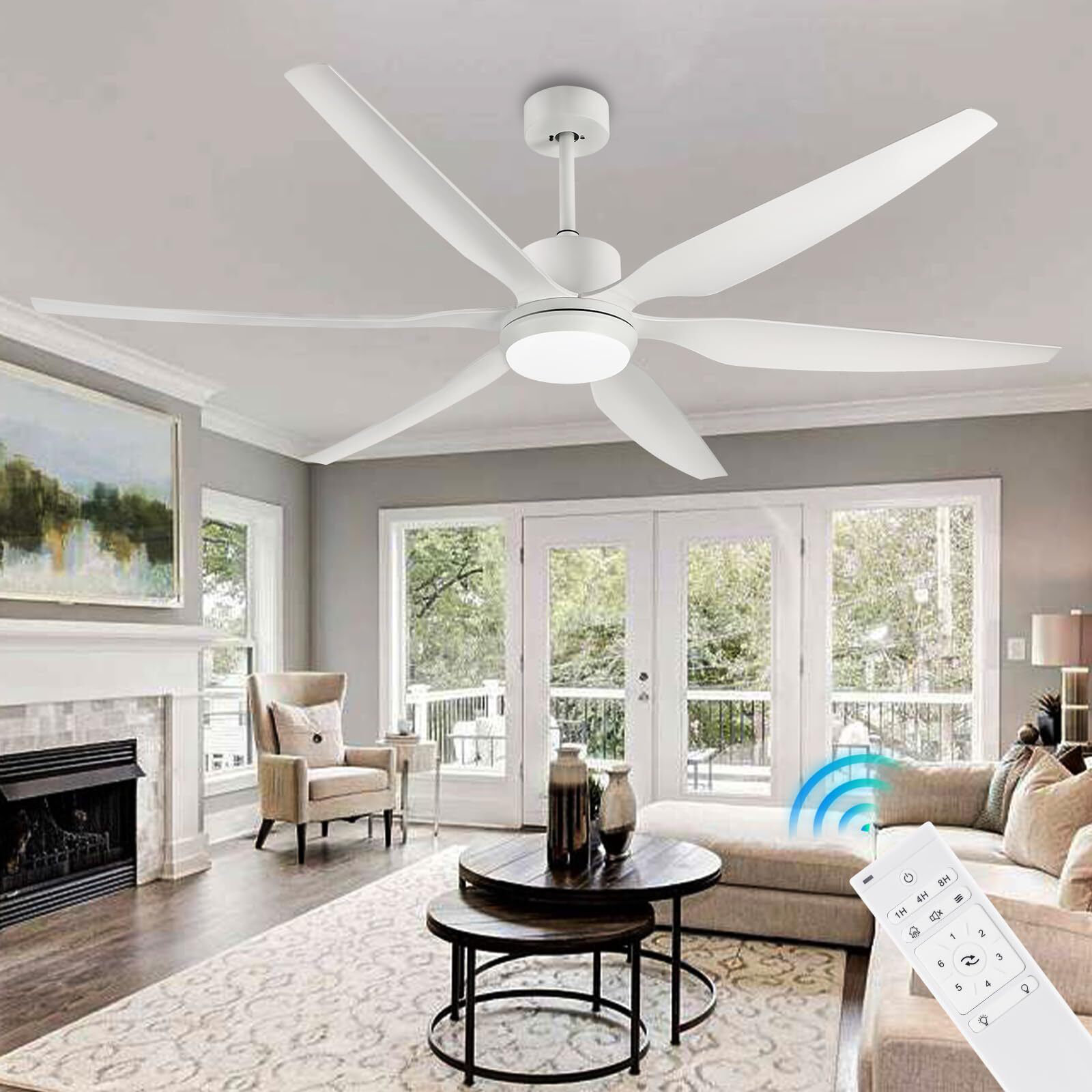 Wrought Studio™ 66" White Ceiling Fans with Lights Remote Control ...