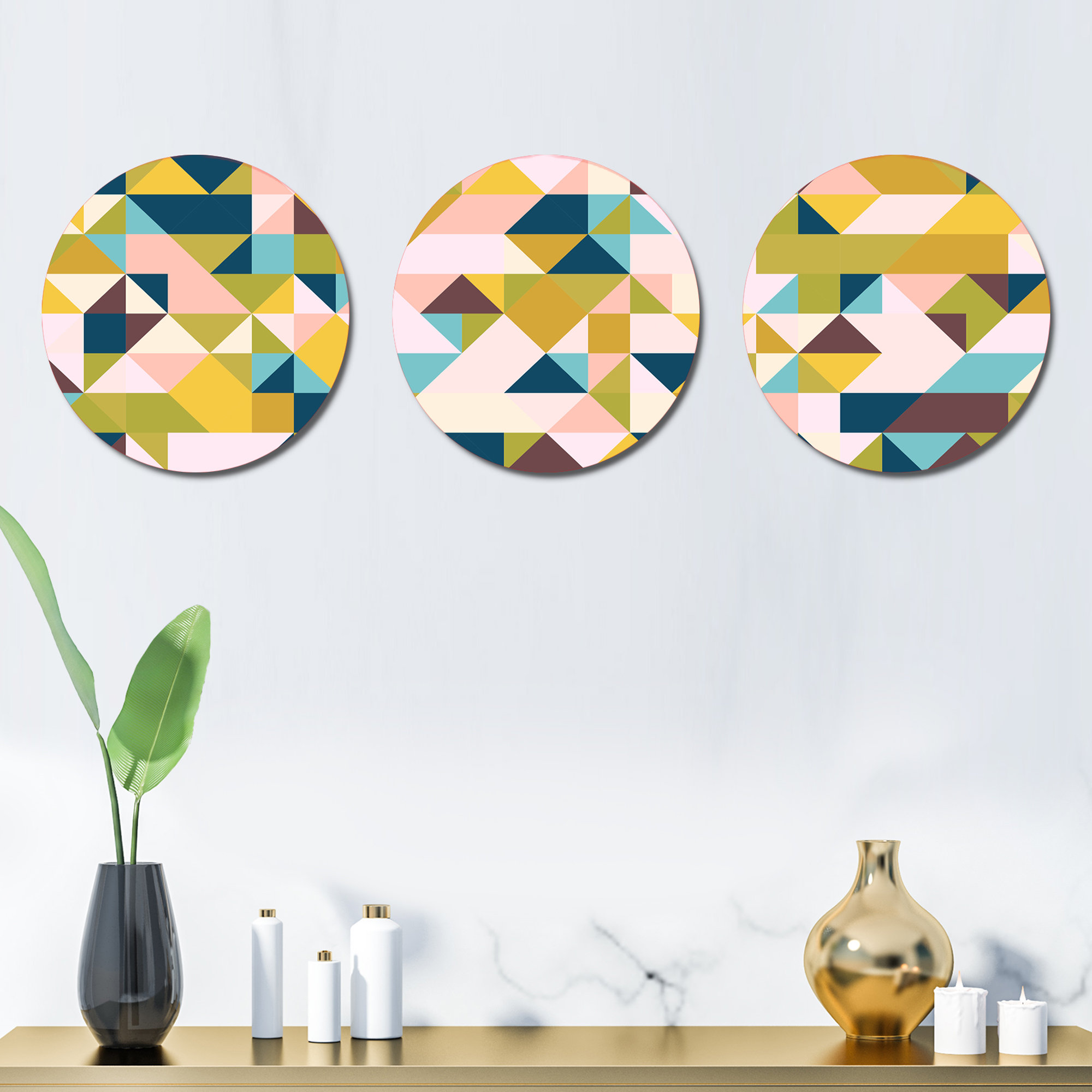 East Urban Home 3 Piece Triangular Retro Design I Wall Décor Set | Wayfair