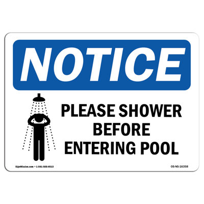 SignMission Please Shower Before Entering Pool Sign | Wayfair