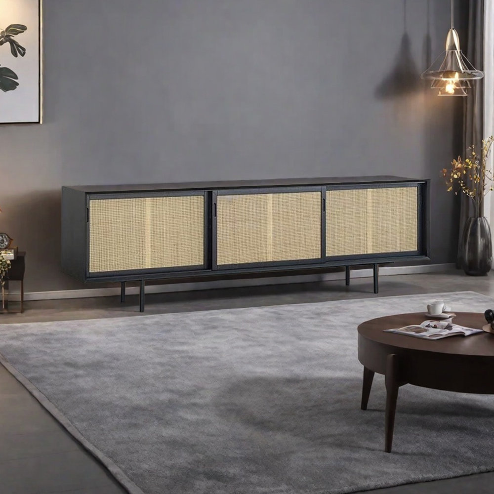 Wu's StylishVault Simple Style Rattan - Woven TV Stand | Wayfair