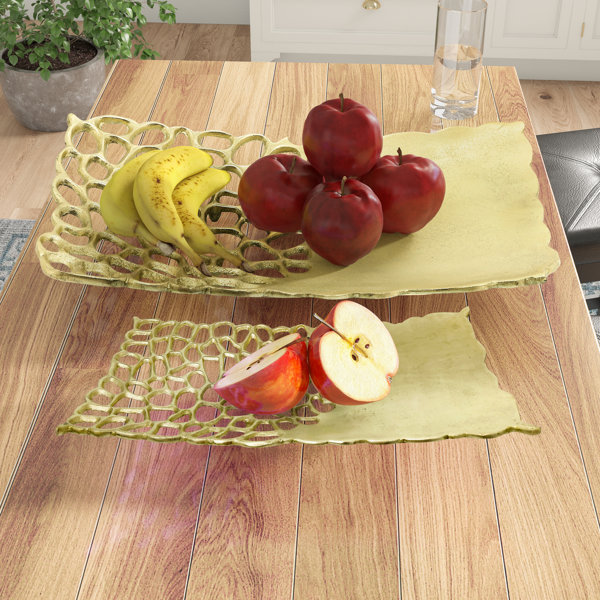 Everly Quinn 2 Piece Metal Cut-Out Plate Tray Decor - Contemporary ...