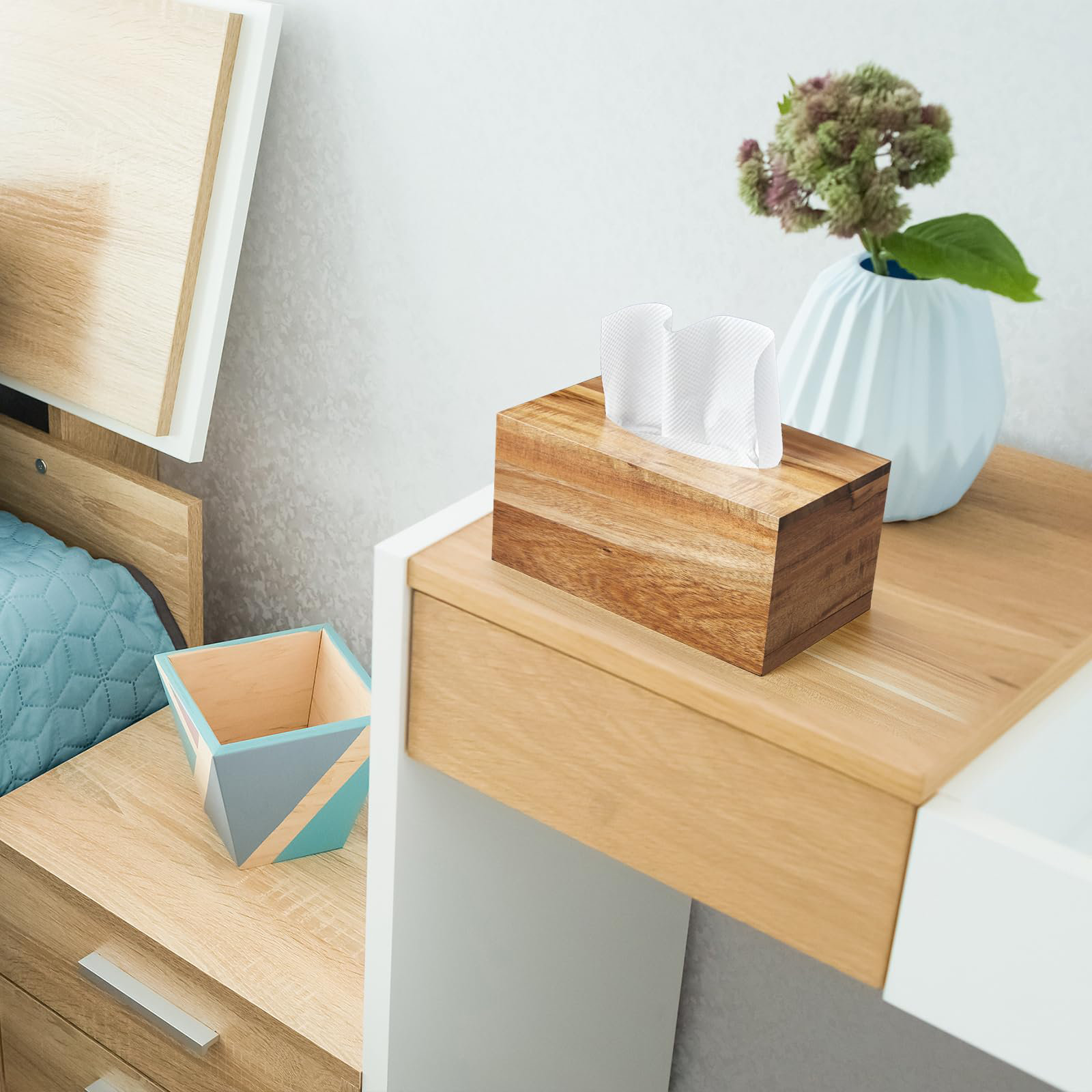 Millwood Pines Rectangular Tissue Box Cover - Acacia Wood Rectangle ...