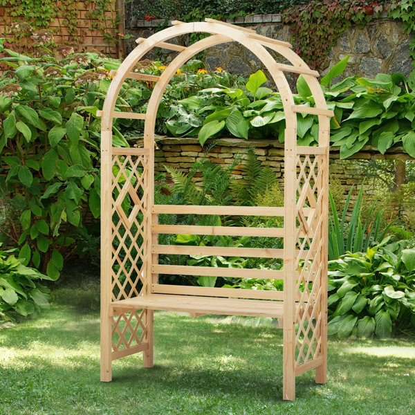 KJETHKEY 47.25'' W x 21.75'' D Solid Wood Arbor with Bench in Brown ...
