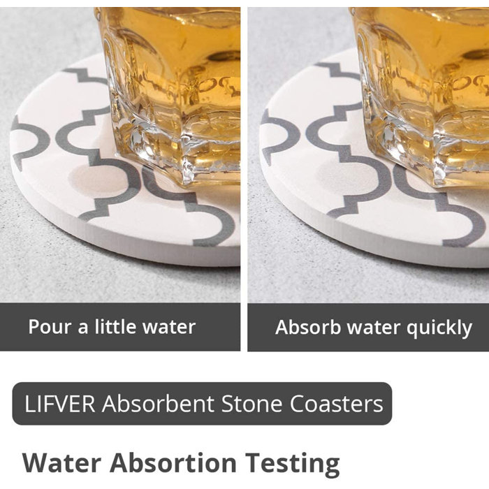 Red Barrel Studio® Ceramic Round 6 Piece Coaster Set With Holder ...