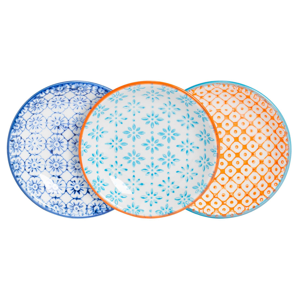 Nicola Spring Hand-Printed Sauce Dishes - 10cm - 3 Colours - Pack of 3 ...