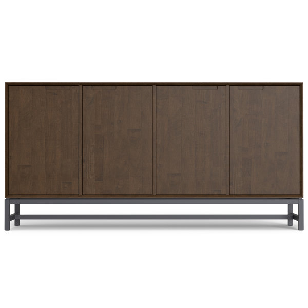Simpli Home Banting 72"W Solid Hardwood Modern Industrial 4-Door ...