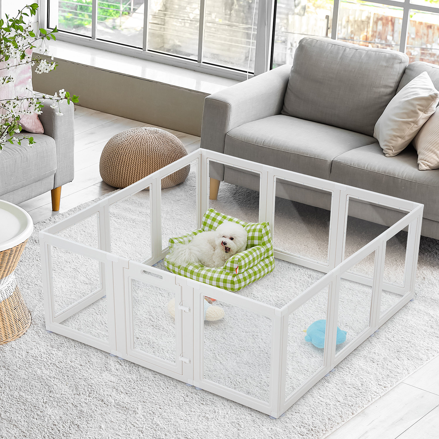 EROMMY 12-panel Pet Pet Pen With Door, Clear Puppy Playpen, Pet Playpen ...