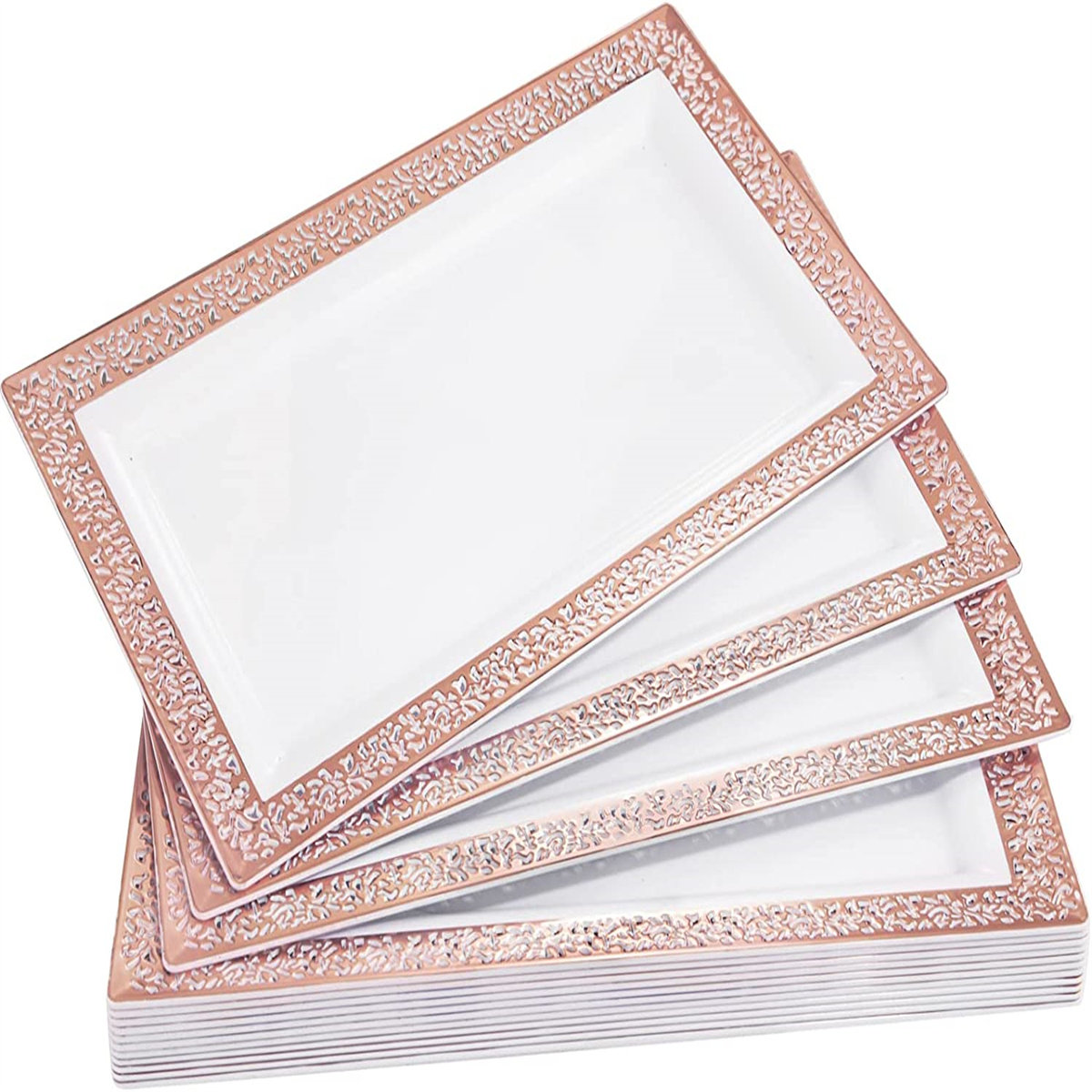 Rosdorf Park 12Pcs Plastic Serving Trays, Gold Lace Design, Disposable ...