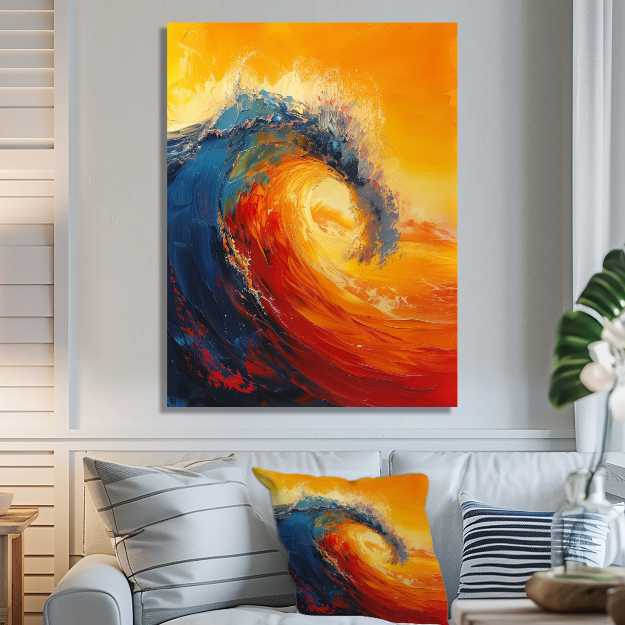 Highland Dunes Orange Blue Wonderful Abstract Waves II - Coastal Waves ...