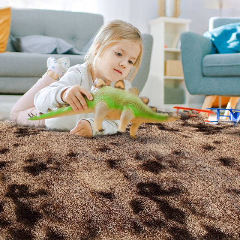 Mercer41 Kalindi Machine Braided Faux Fur Brown Rug | Wayfair