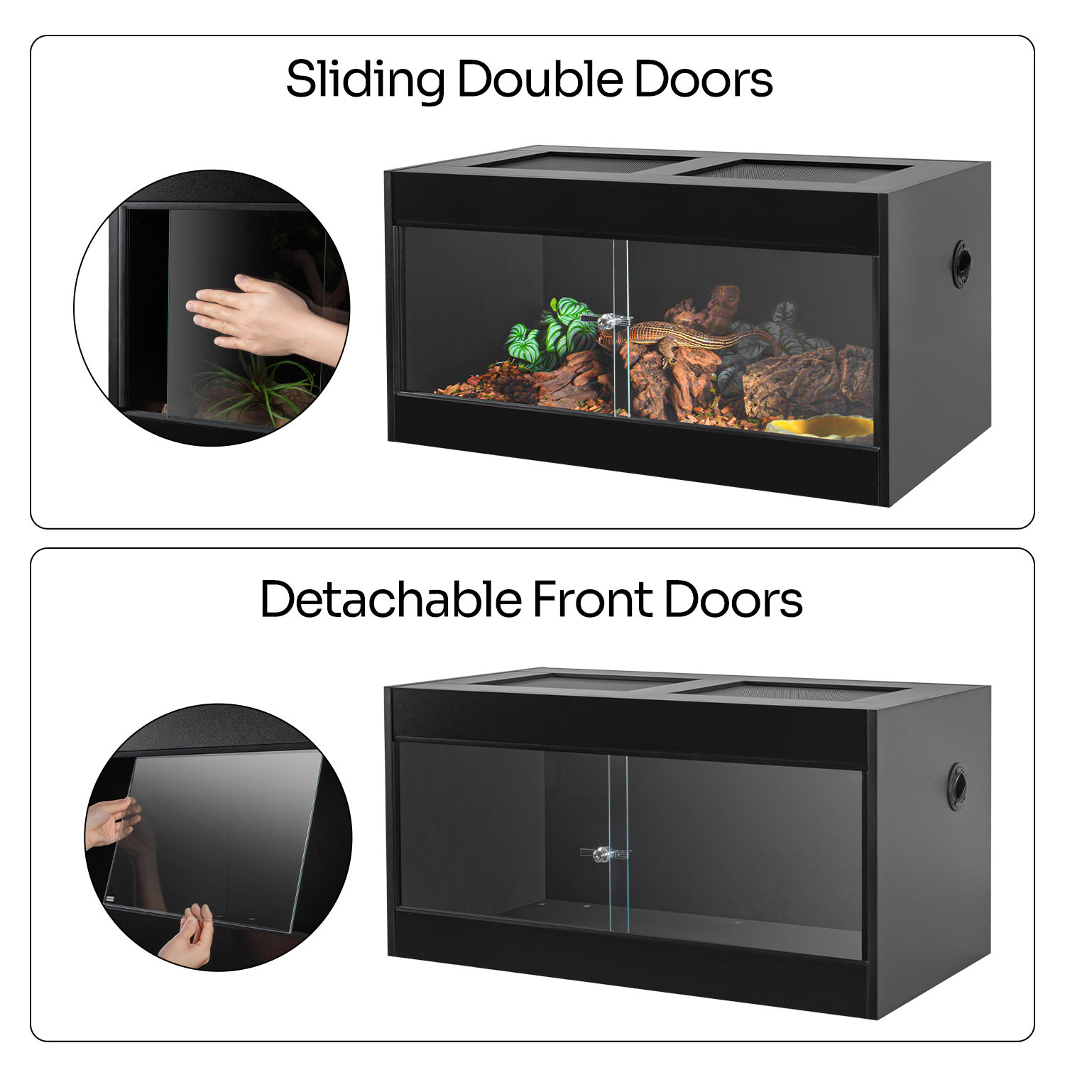 OiiBO 40 Gallon PVC Reptile Terrarium, 36"X18"X18" With Glass Doors ...