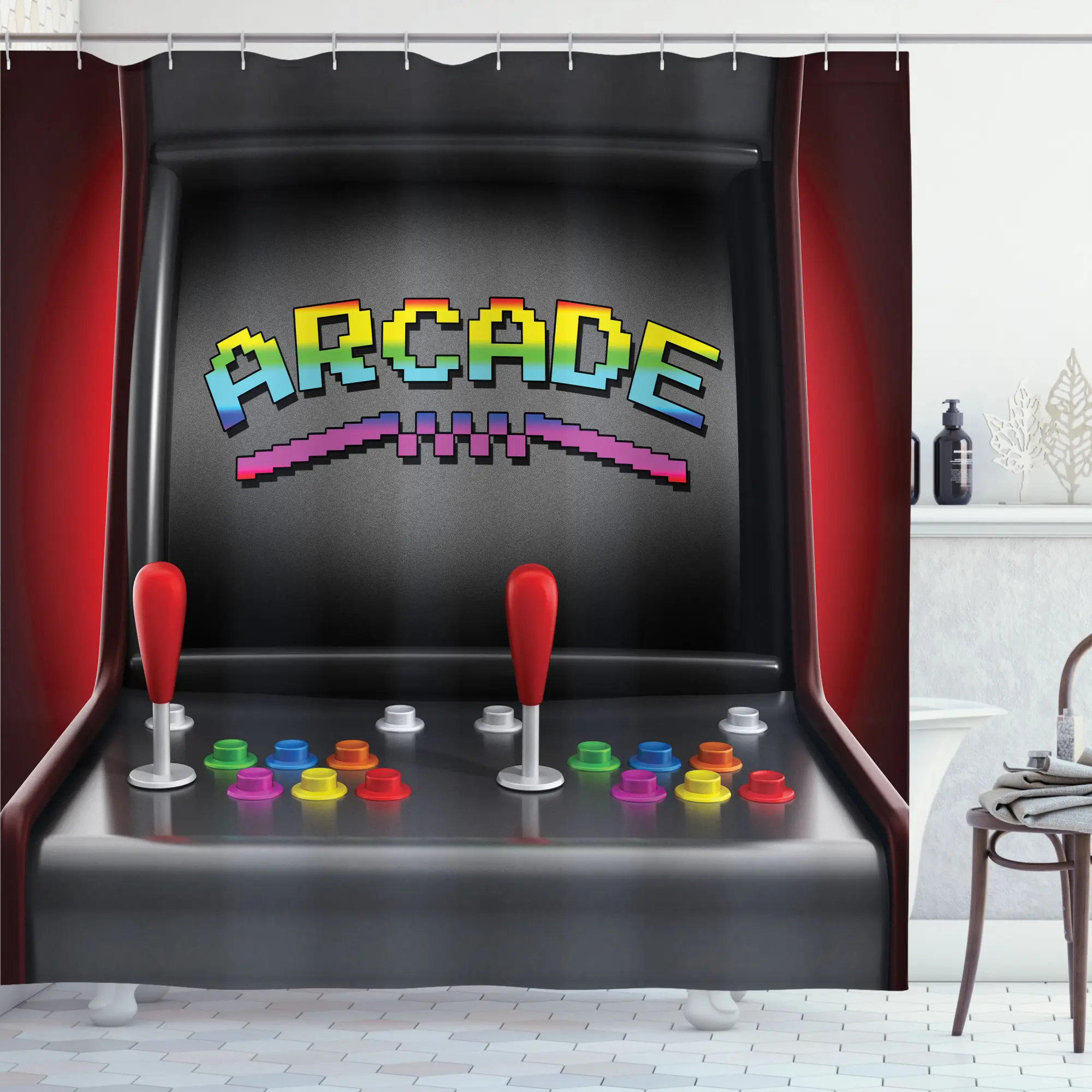 East Urban Home Video Games Arcade Retro Fun Single Shower Curtain ...