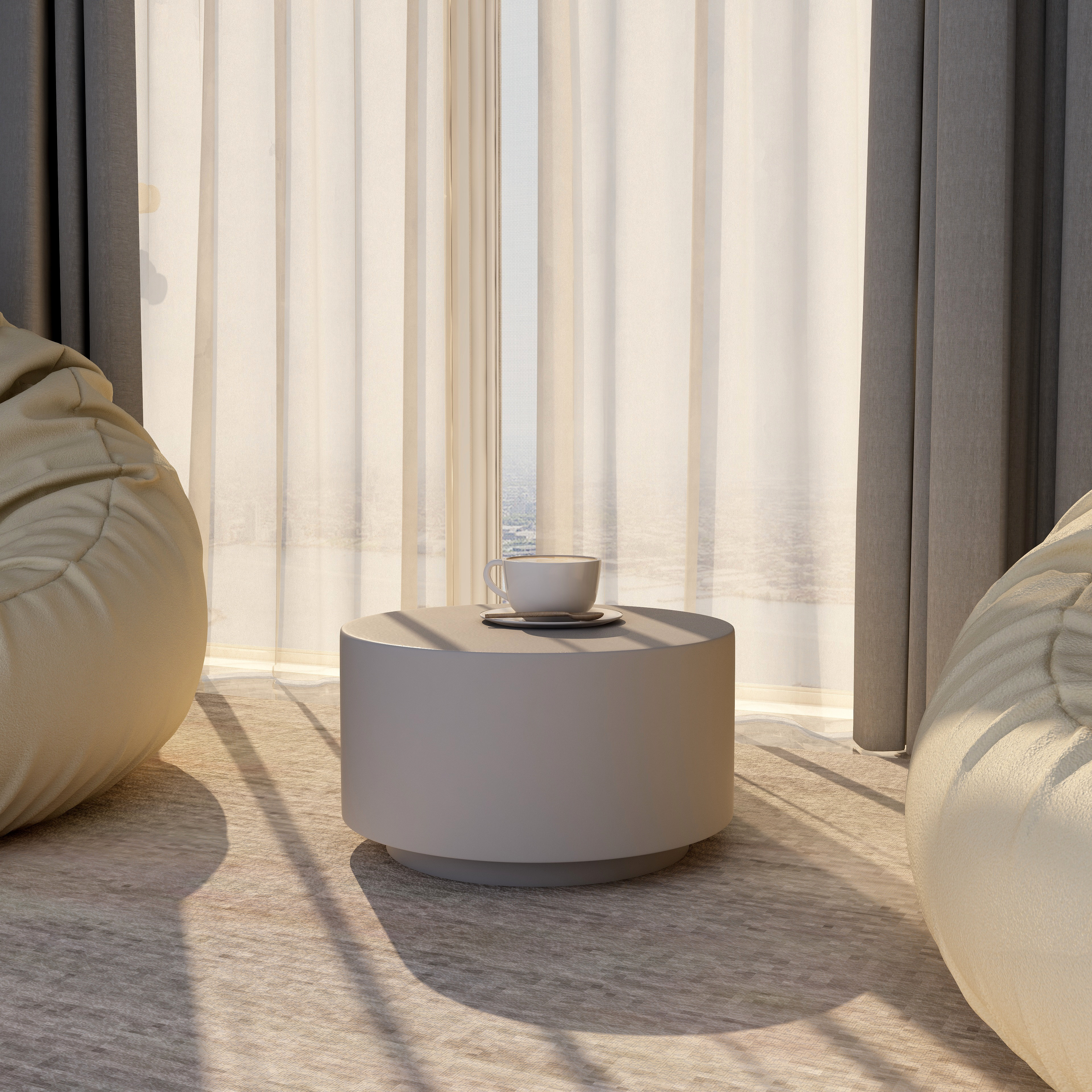 LeisureMod 36" Fiberstone Round Floating Side Table - Indoor/Outdoor ...