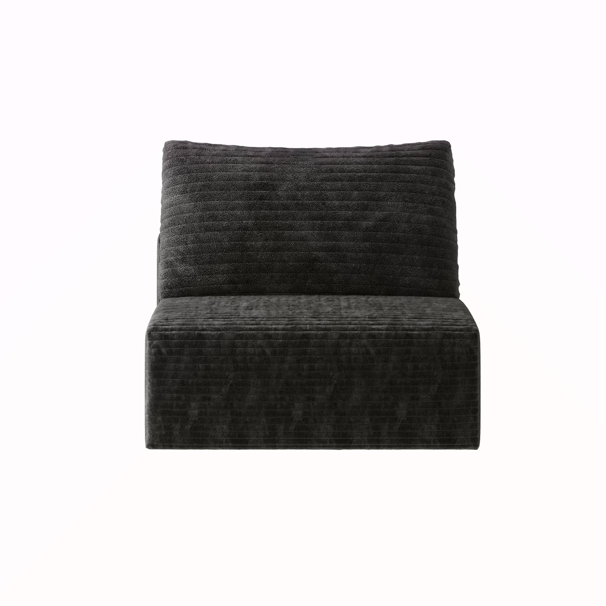 Ebern Designs BLACK Single Seater Sofa With Plush Corduroy Fabric And ...