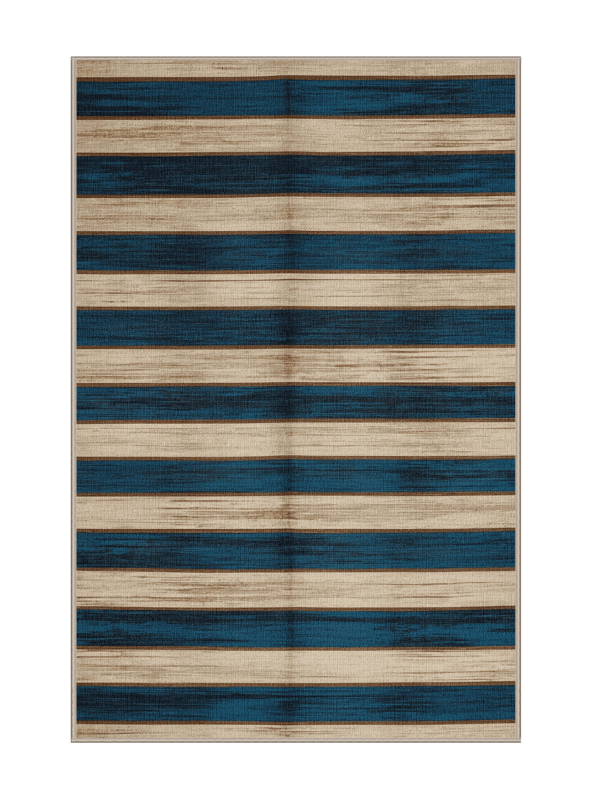 Rosecliff Heights Washable Steel Blue Cream Striped Area Rug | Wayfair