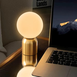 Mercer41 Mid-Century Modern Brushed Gold Table Lamp With Frosted Glass ...