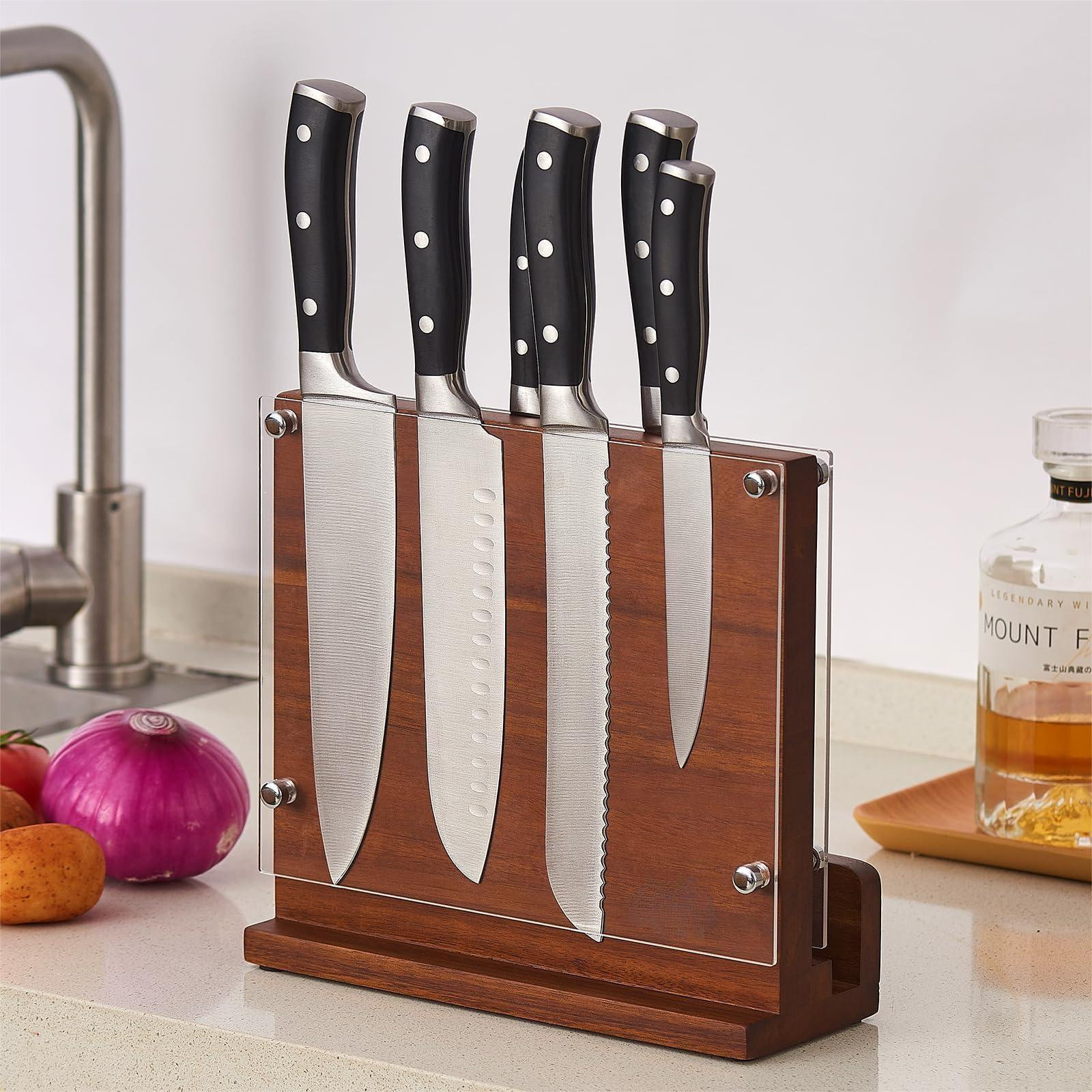 Color of the face home Magnetic Knife Block With Acrylic Shield, Double ...