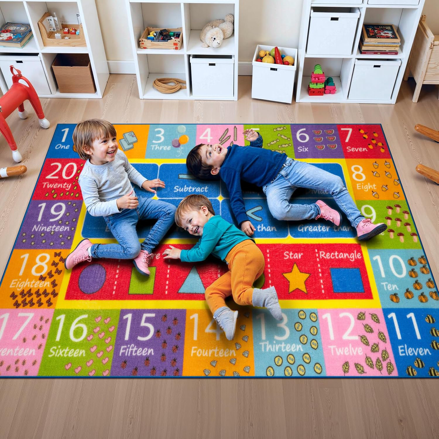 MAGBIX Colourful 123 Number Kids Play Rug For Playroom, Washable Kids ...