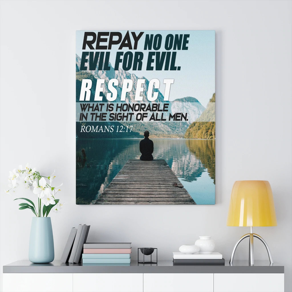 Blue Elephant Respect Romans 12:17 Web - Wrapped Canvas Typography ...