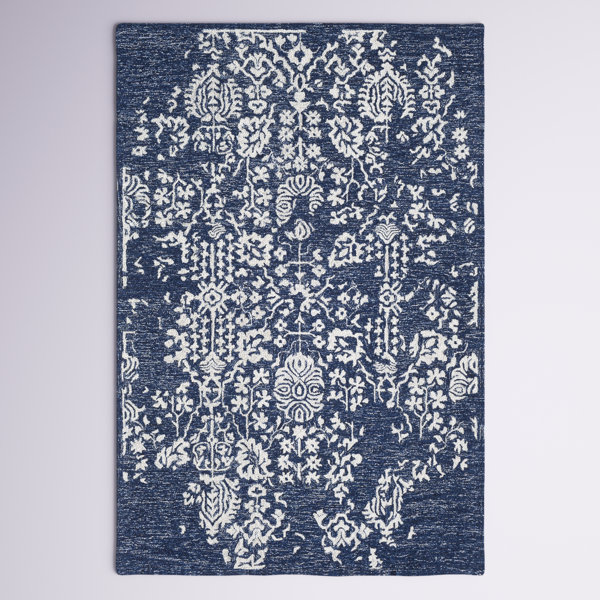 Langley Street Bergmann Oriental Handmade Tufted Wool Navy/Beige Area ...