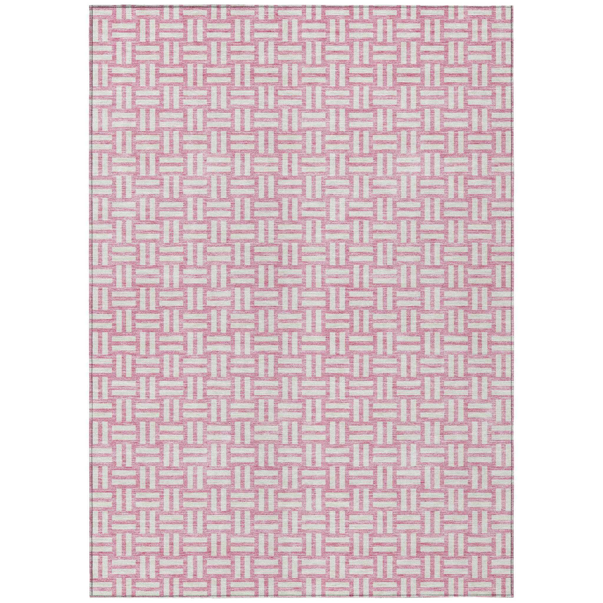 HomeRoots 8' X 10' Pink Geometric Washable Indoor Outdoor Area Rug ...