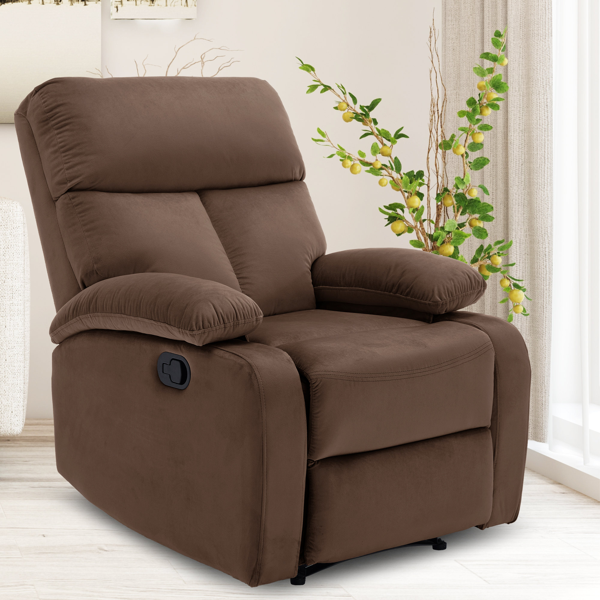 Mercer41 Velvet Recliner Chair,small Recliners For Small Spaces,manual ...