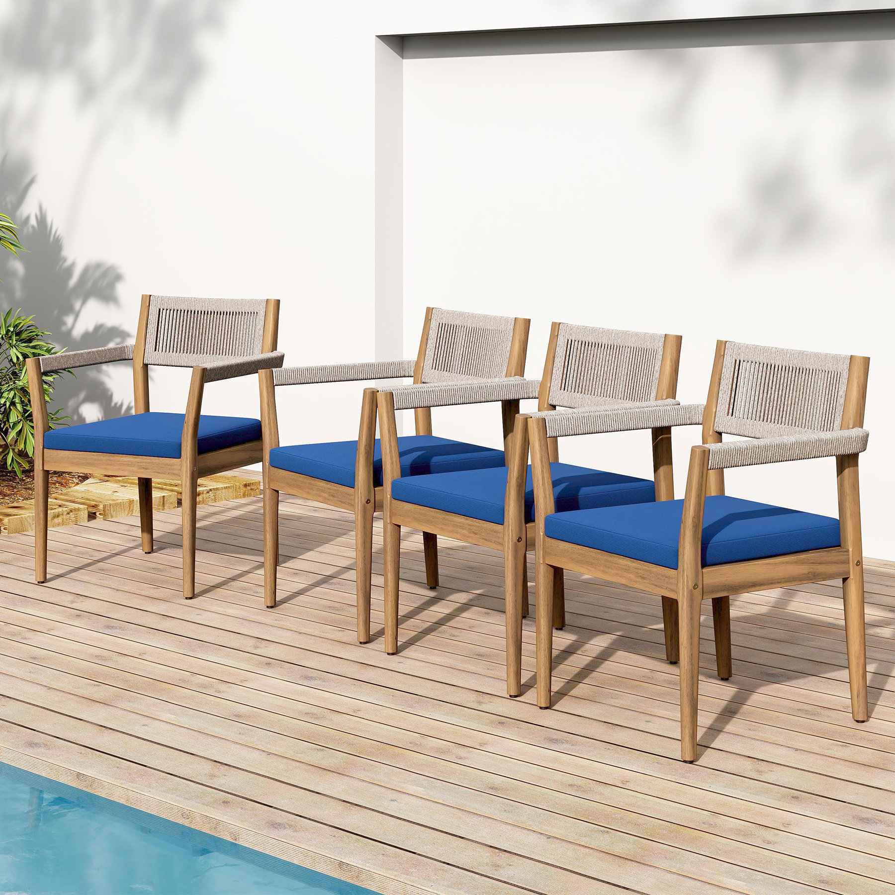Bayou Breeze Acacia Wood Outdoor Dining Chairs | Wayfair