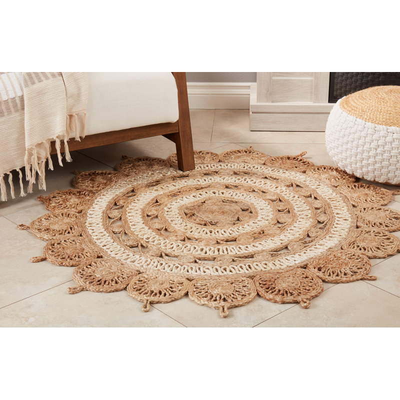 Saro Paityn Handmade Round 4' Jute/Sisal Area Rug in Brown | Wayfair