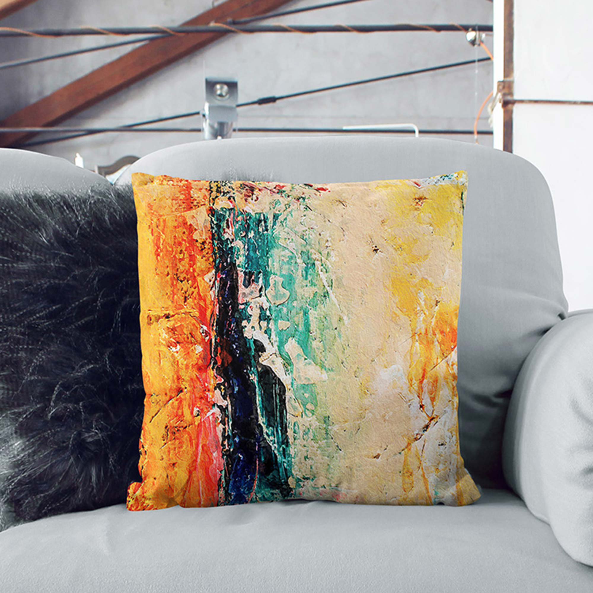 East Urban Home Abstract Art Painting Vol.237 by S.Johnson Cushion with ...