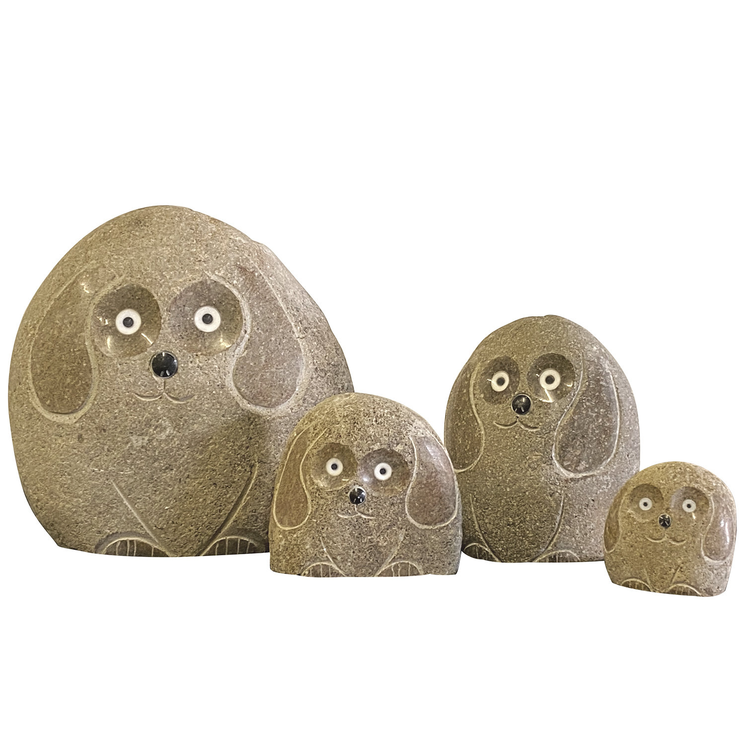 Arlmont & Co. Stone Age Creations Family of Boulder Dogs 4 Pcs 4" 6" 8 ...