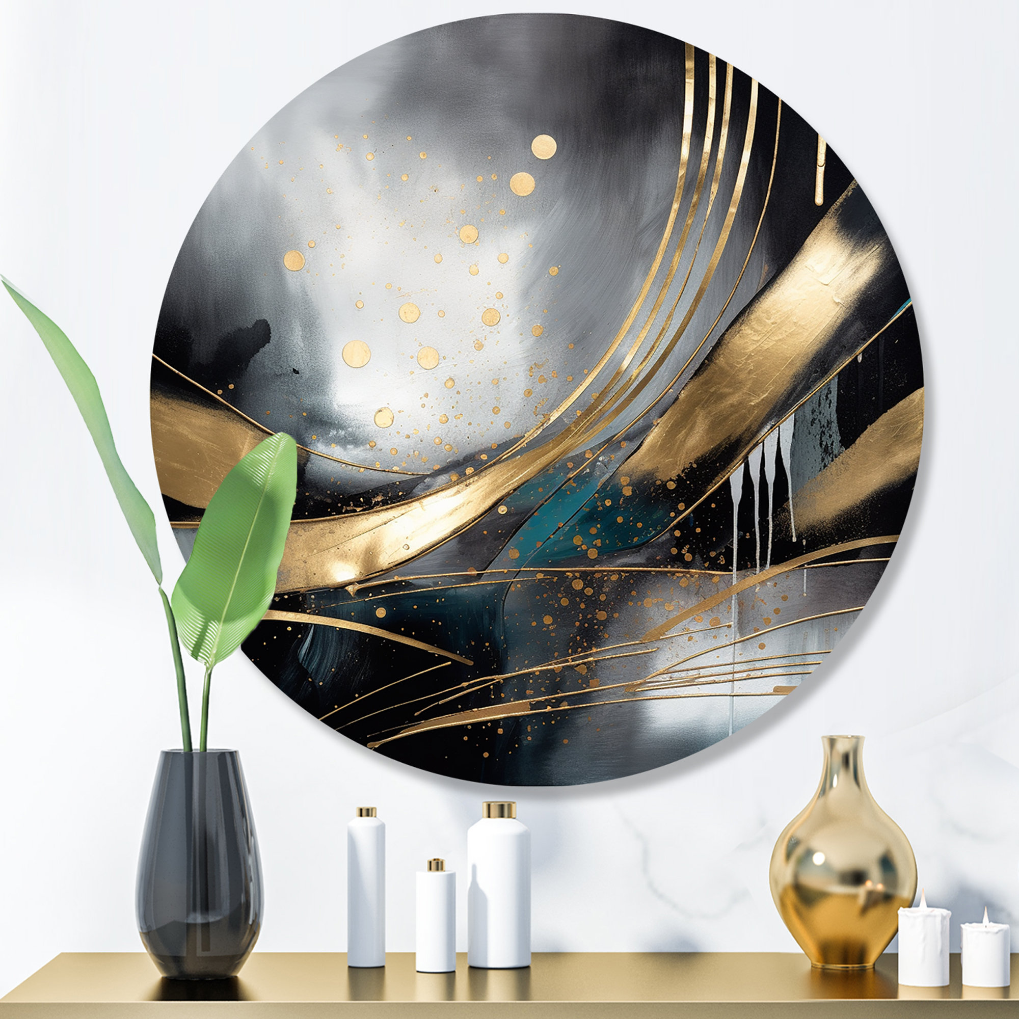 Design Art Shapes And Lines Abstract Marble II - Abstract Marble Metal Wall Décor - Wayfair Canada