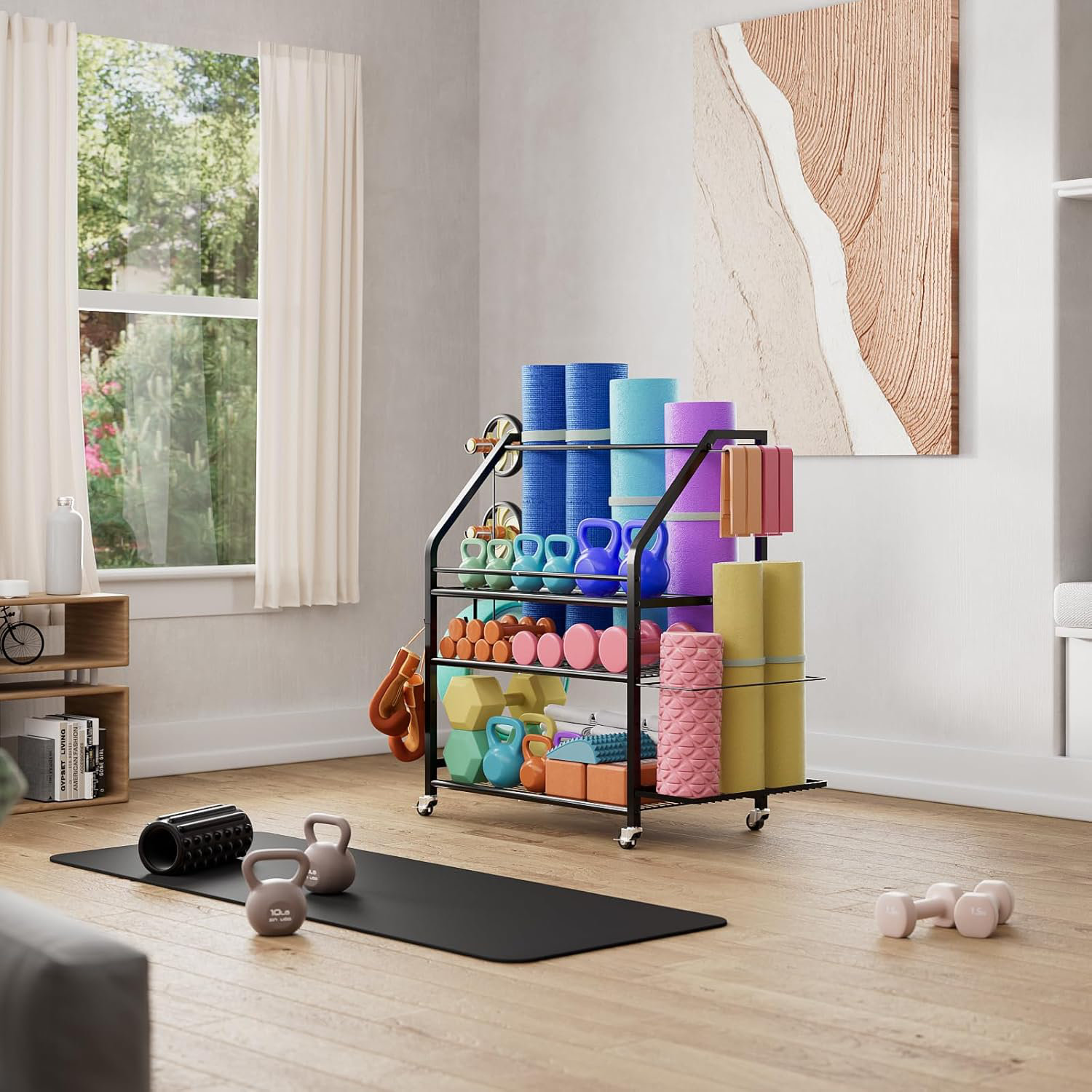 WFX Utility™ Gym Organizer For Home Work Out Equipment, Movable Gym ...