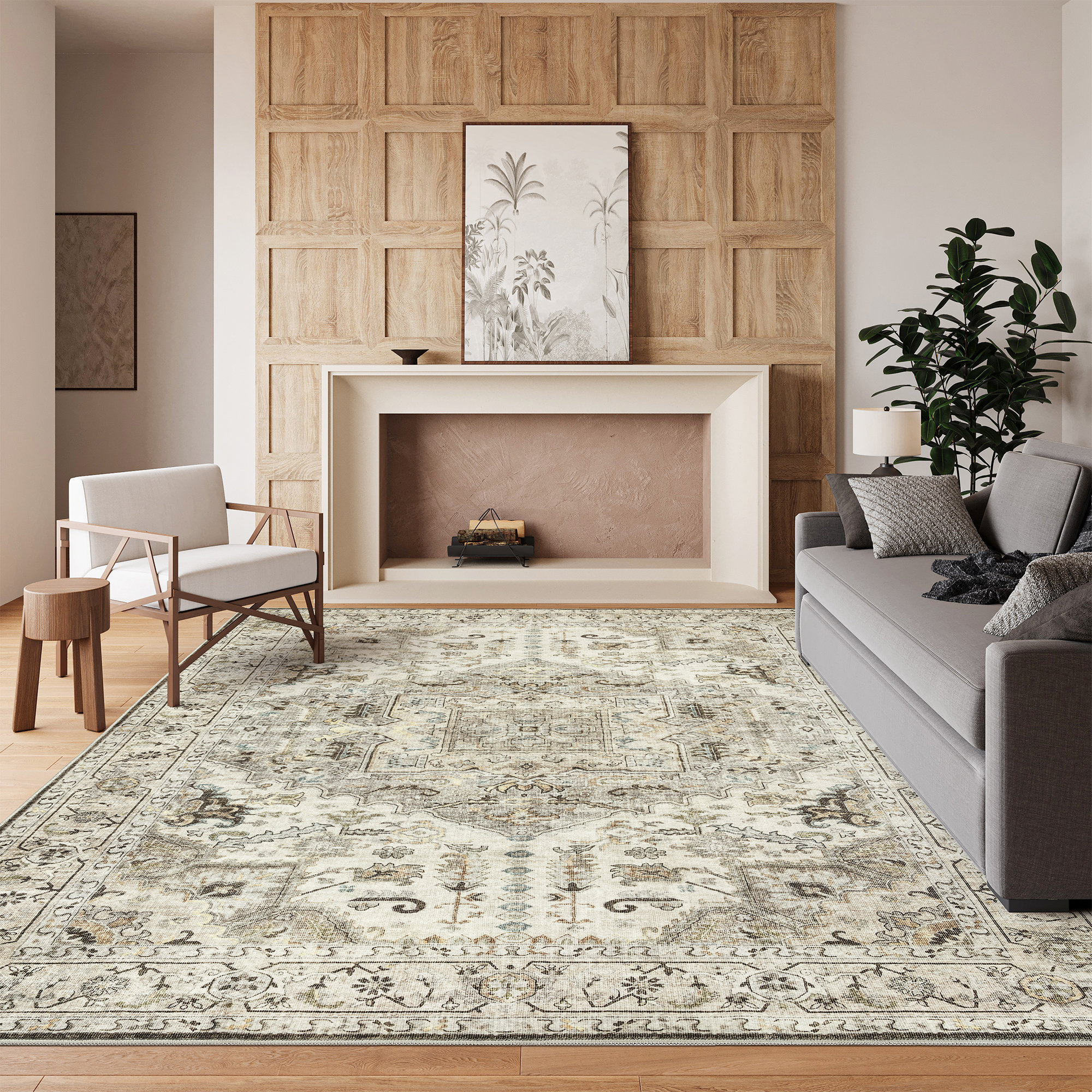 Bungalow Rose Stain Resistant Washable Rug, Anti-Slip Backing Area Rugs ...