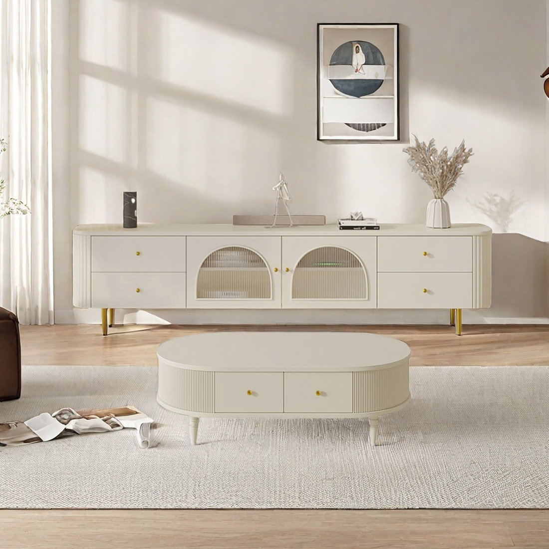 LIZIYE French Style Wood TV Stand and Coffee Table Set | Wayfair