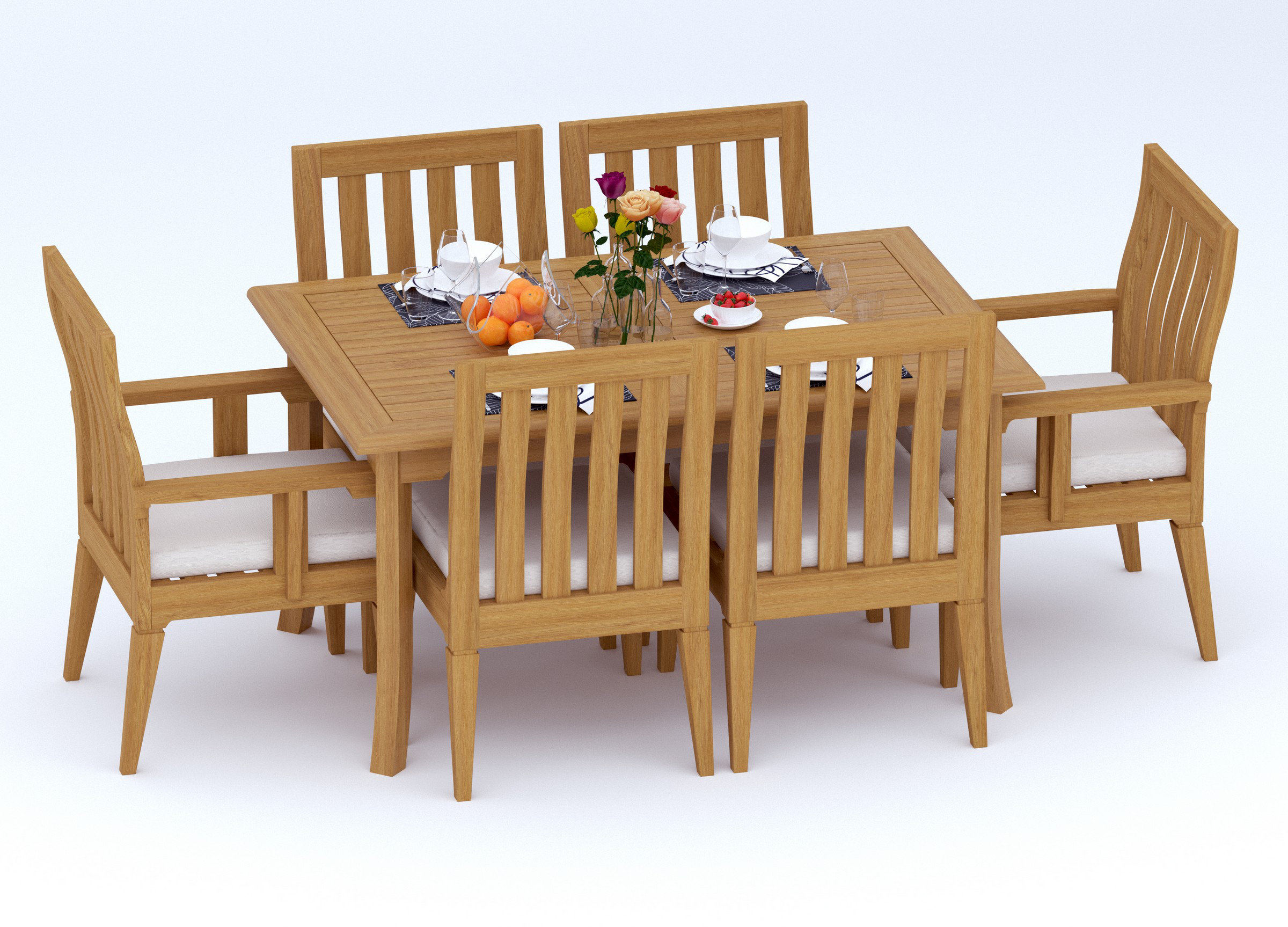 Teak Smith Caranas 6 - Person Rectangle Outdoor Dining Set | Wayfair