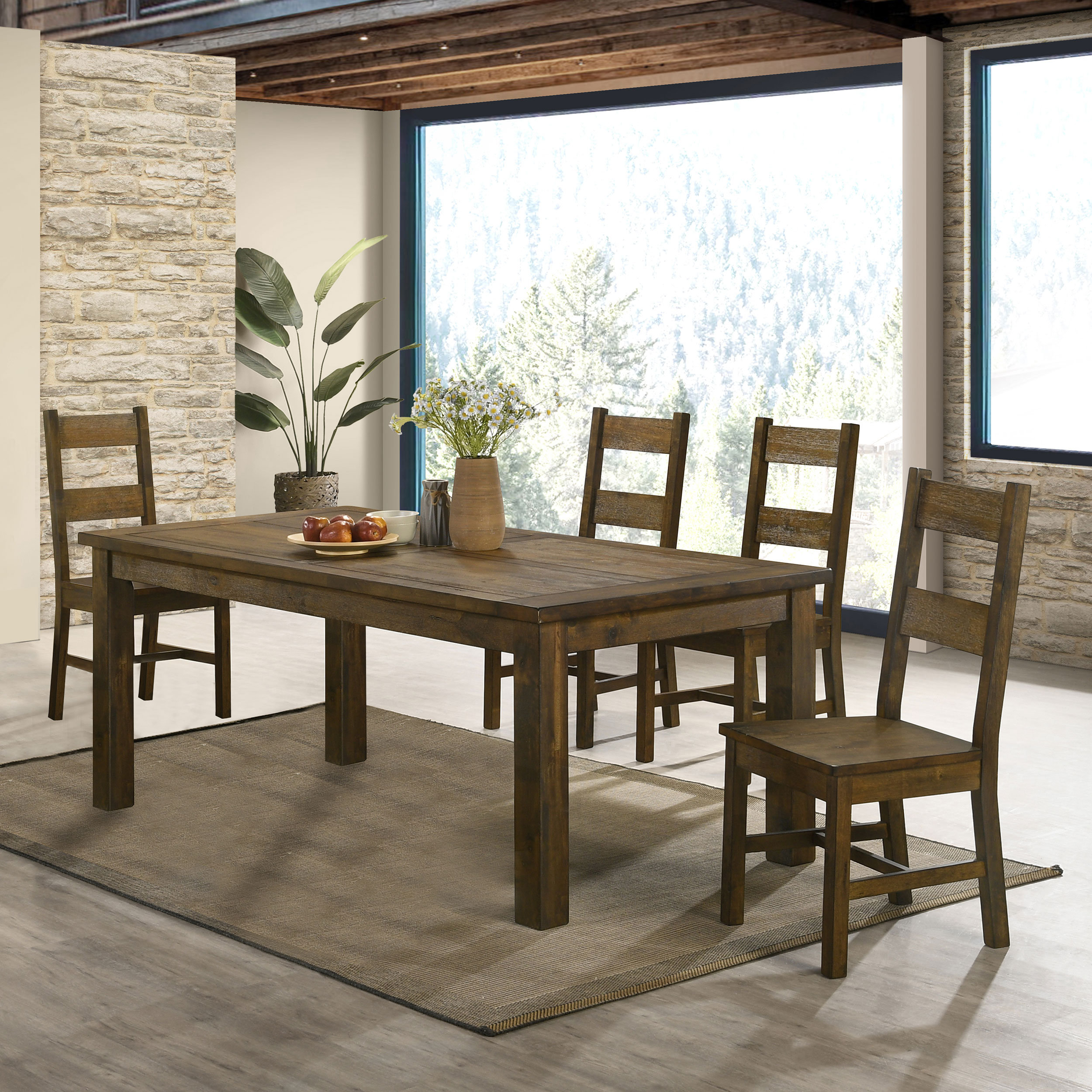Lark Manor™ Eutha 5-Piece Rectangular Dining Set Rustic Golden Brown ...
