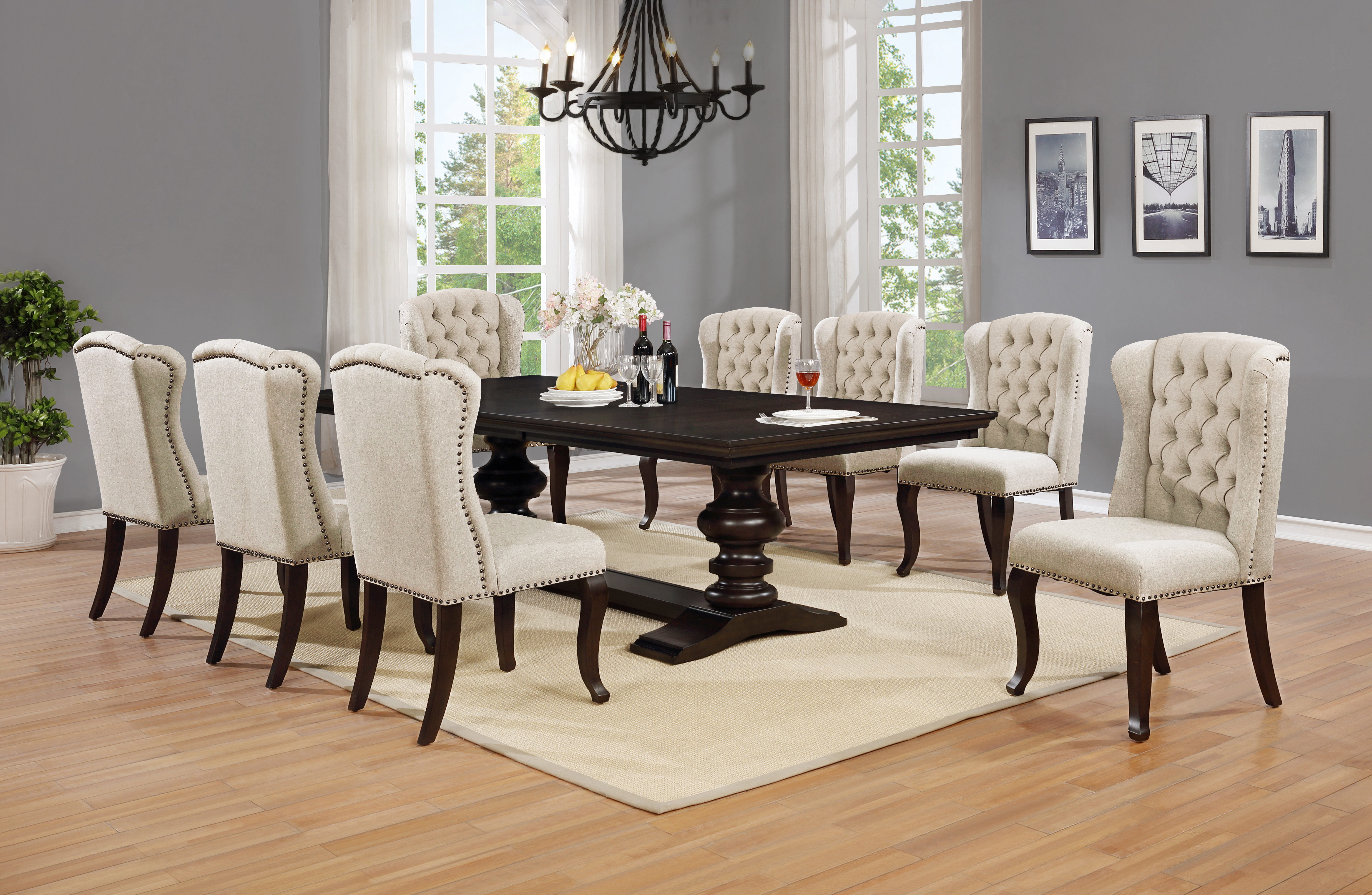 Lark Manor Gledhill 9 Piece Extendable 84" or 104"L Dining Set with 8 ...